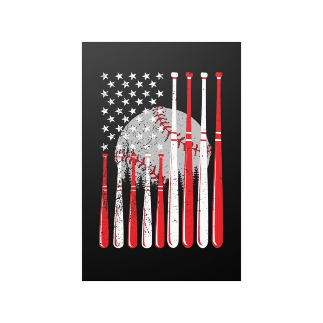 Baseball Flag Wall Poster American Flag Vintage Baseball Flag Wall Art ...