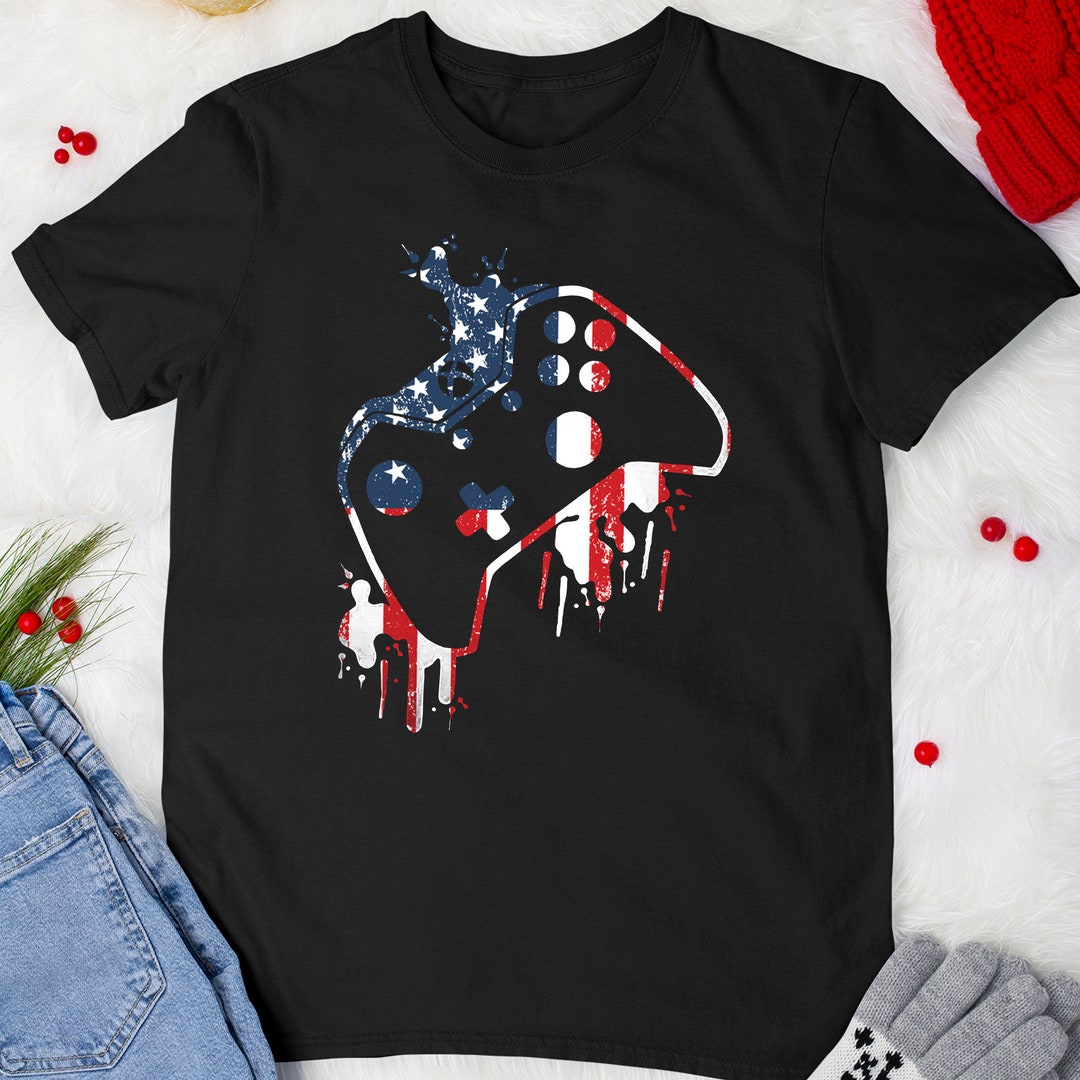 American Flag Patriotic Video Gamer Happy 4th of July T-shirt for Men ...