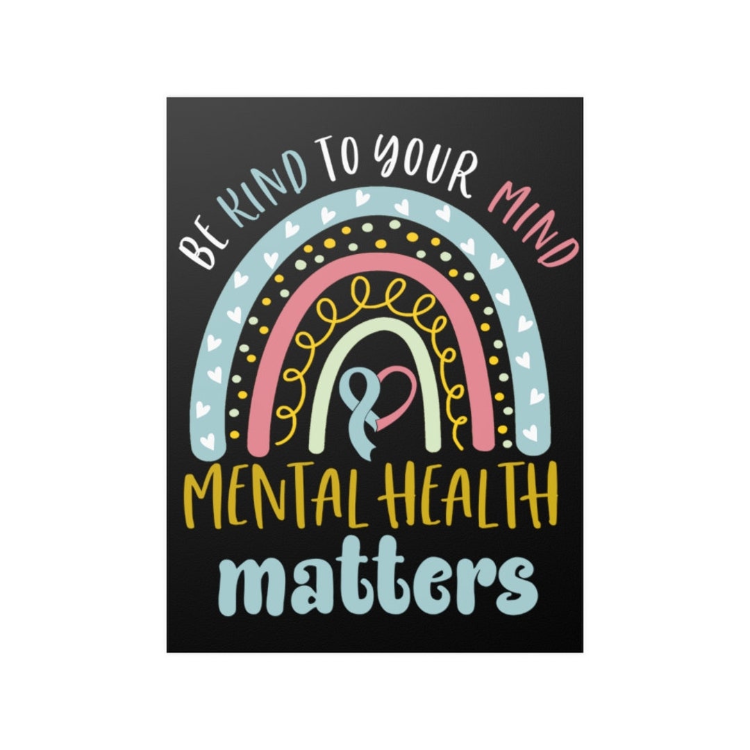 Mental Health Wall Poster Be Kind to Your Mind Mental Health Awareness ...