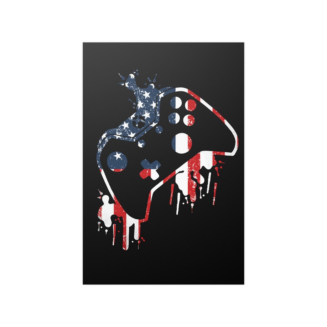 American Flag Patriotic Video Gamer Happy 4th of July Wall Art Print ...