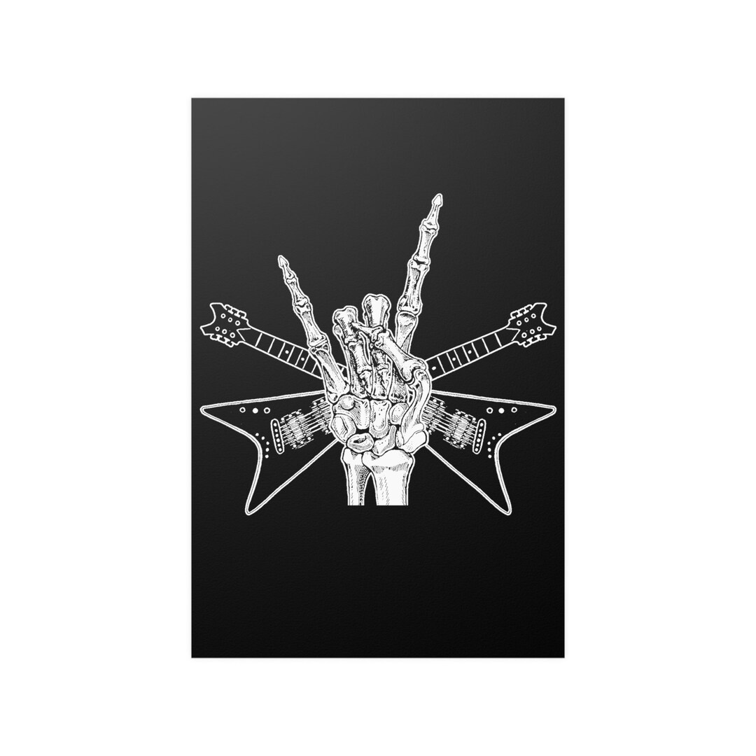 Rock Music Poster Skeleton Rock Hand Sign Rock and Roll Music Bands ...