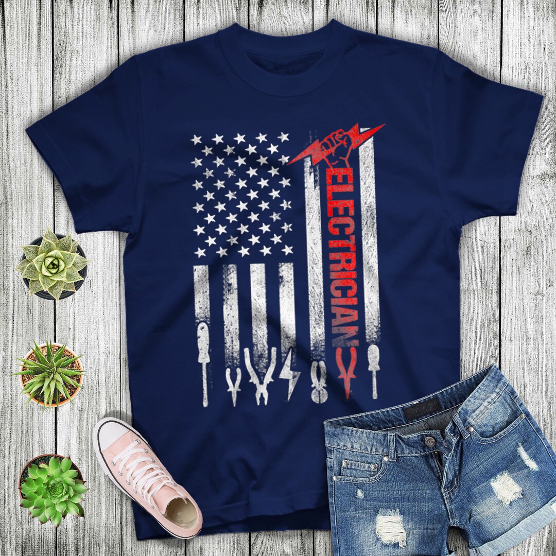 Electrician American Flag Usa Flag 5 Electrician - Etsy