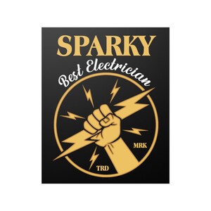 Electrician Wall Poster Sparky Best Electrician Funny Lineman Dad Retro ...
