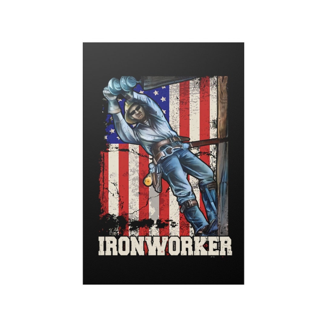 Ironworker Wall Poster Ironworker American USA Flag Wall Art Print ...