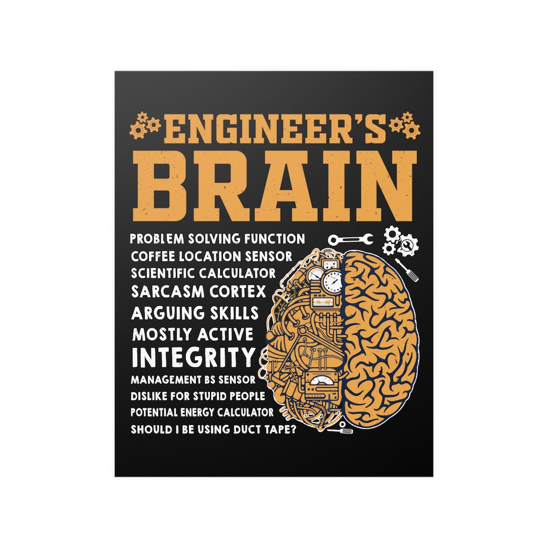Engineer Brain Poster Funny Sayings Engineer's Brain Anatomy Process ...