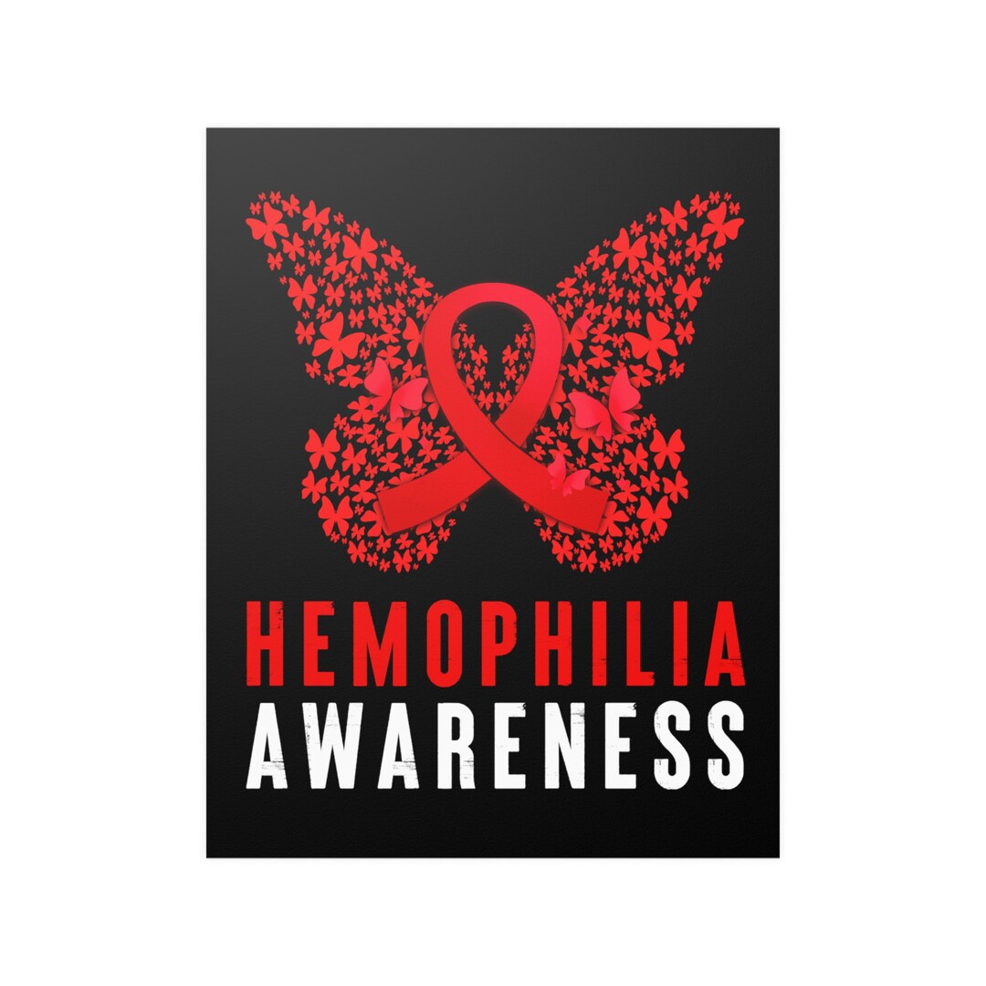 Hemophilia Month Poster Butterfly Red Ribbon Hemophilia Awareness ...