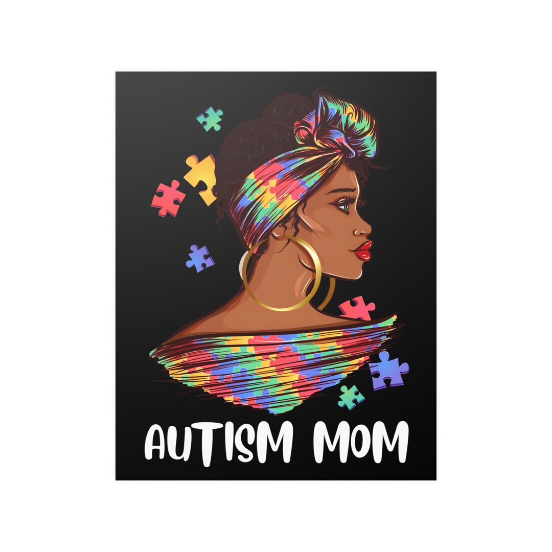 Autism Family Poster African Autism Mom Afro Autism Awareness Support ...