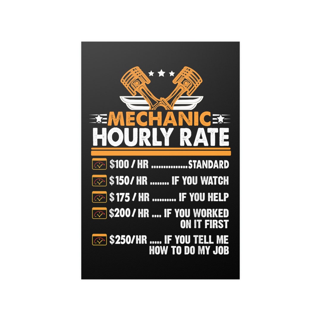 Mechanic Poster Mechanic Hourly Rate Auto Mechanic Price Chart Labor ...