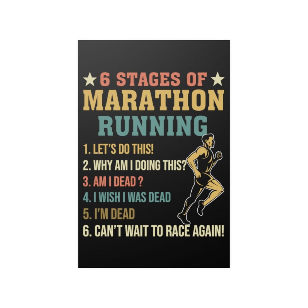 Marathon Running Wall Poster 6 Stages of Marathon Running Runner Wall ...