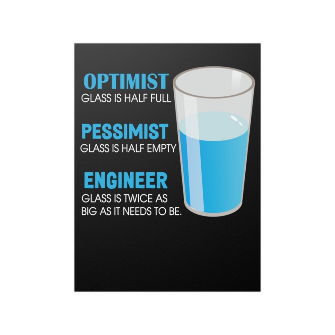 Engineer Wall Poster Engineer Optimist Pessimist Engineer Funny Wall ...