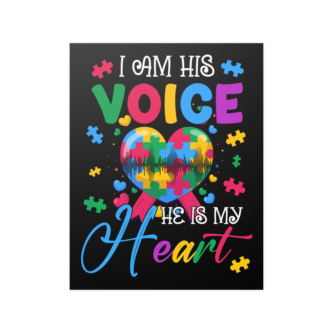 Autism Awareness Poster Dad Mom of Autism Son I'm His Voice He's My ...