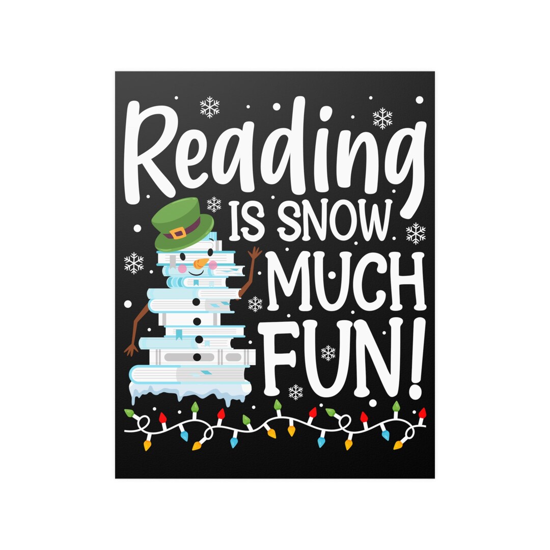 Christmas Book Nerd Poster Snowman Books Reading Bookworm Book Lovers ...