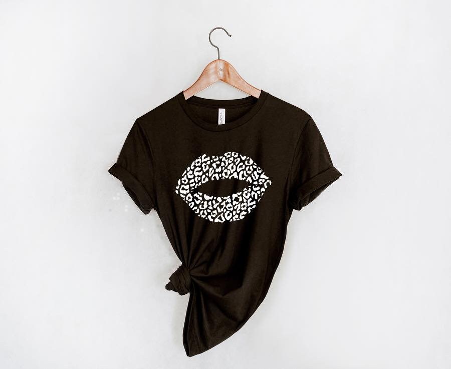 Leopard Lips Shirt Lips Kiss T-shirt Lips Kiss Tee women | Etsy