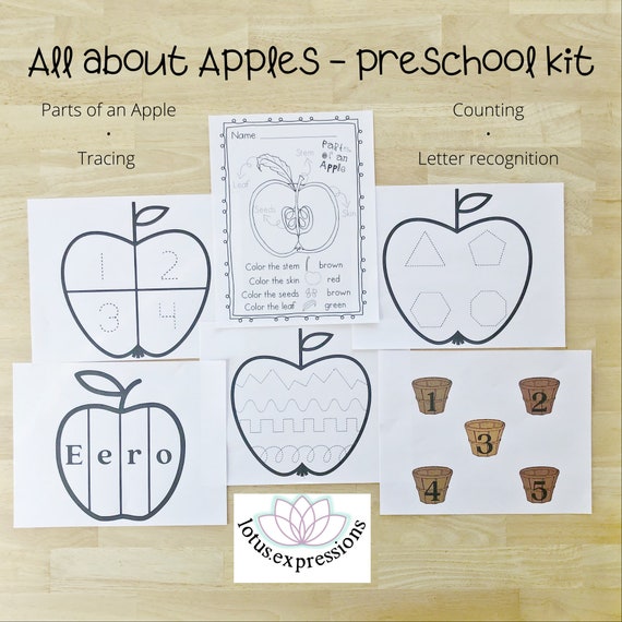 Hojas De Trabajo De Manzanas Para Preescolar