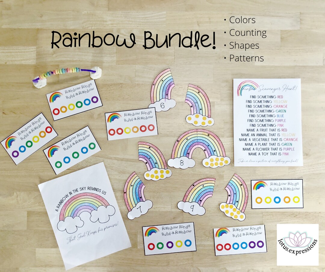 Rainbow Preschool Bundle - Learn Colors, Shapes, Numbers, Counting ...