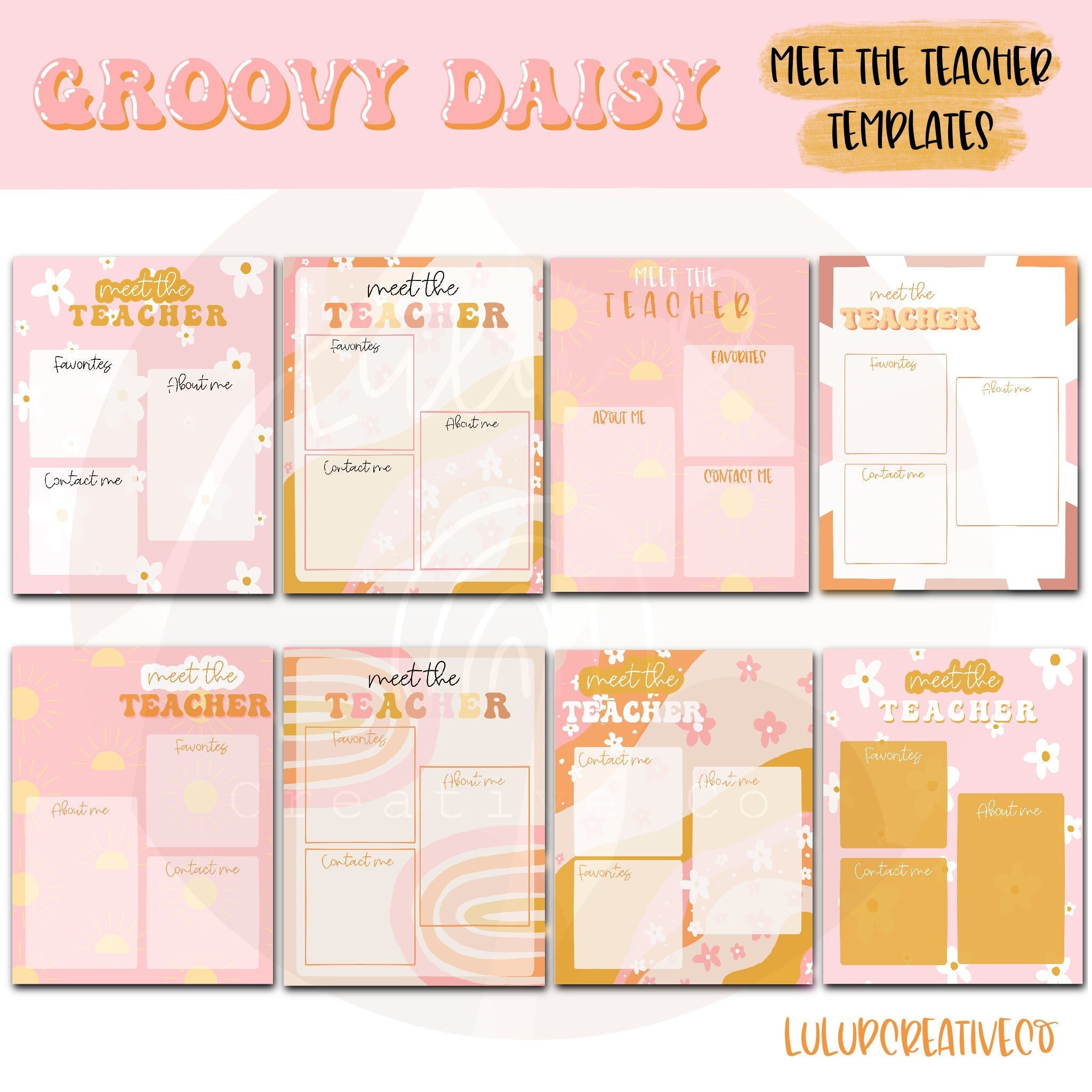 Groovy Daisy Meet the Teacher Templates Meet the Teacher - Etsy