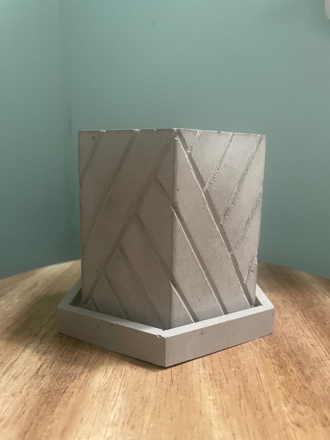 Homemade, Hand Carved Cement Planters Carved Triamgles - Etsy