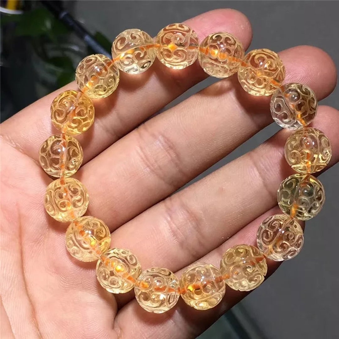 Genuine Natural Citrine Quartz Bracelet 10mm 11mm 12mm 13mm - Etsy