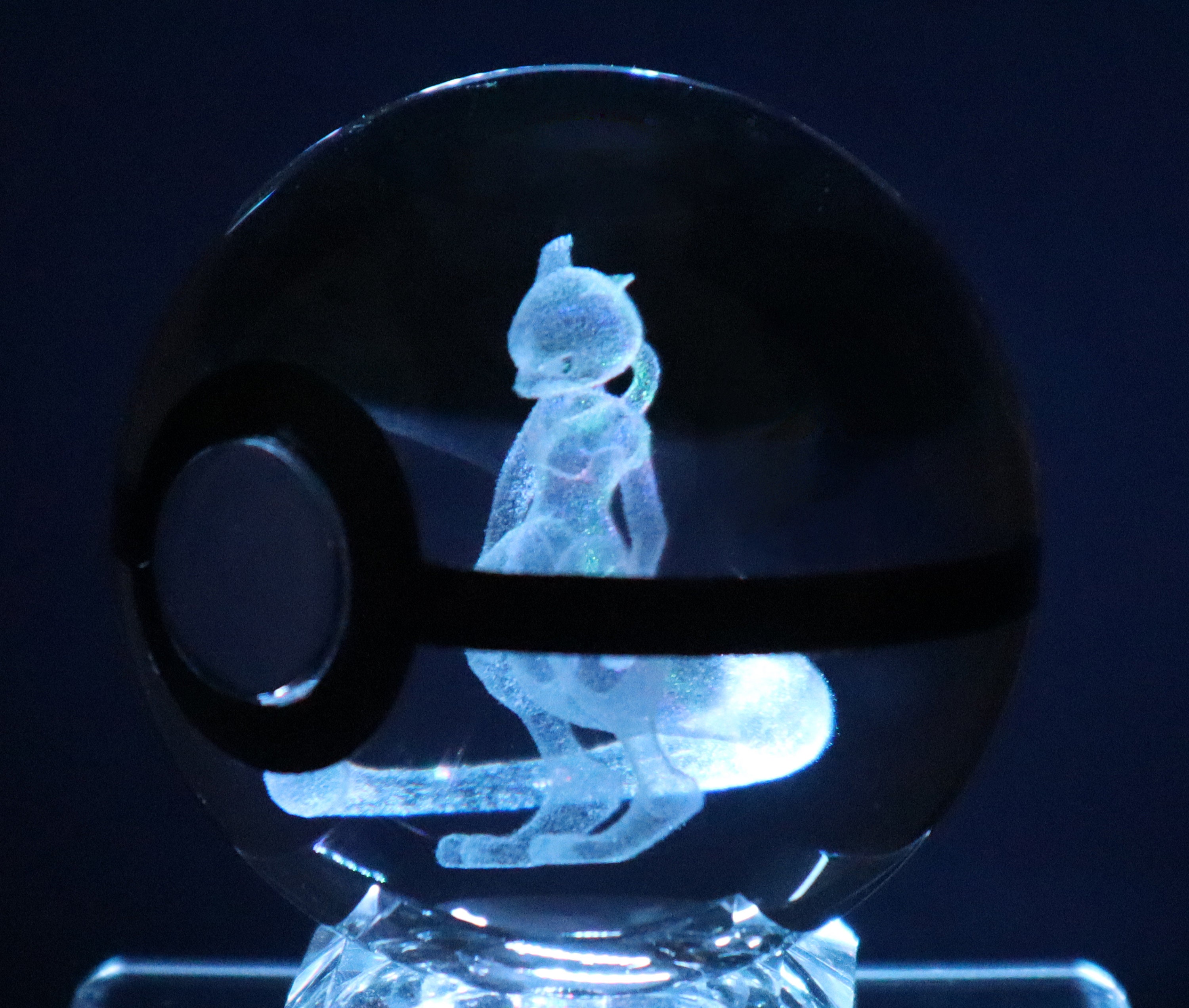 Mewtwo Large Crystal Pokeball 3D Laser Engraving | Etsy
