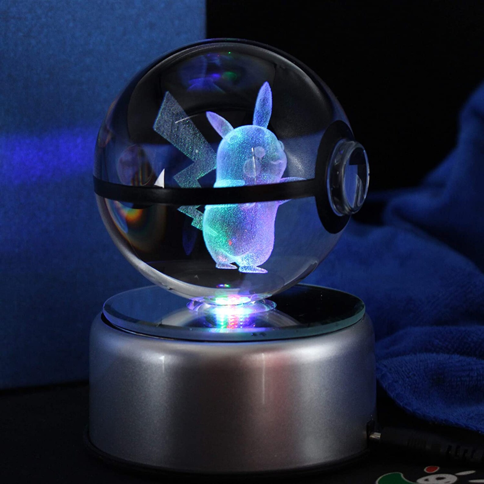Pikachu Large Crystal Pokeball 3D LED 80MM Laser Engraved - Etsy