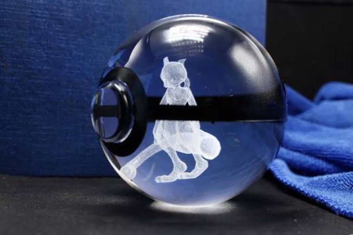 Mewtwo Crystal Pokeball 3D Laser Etching Optional Base & - Etsy