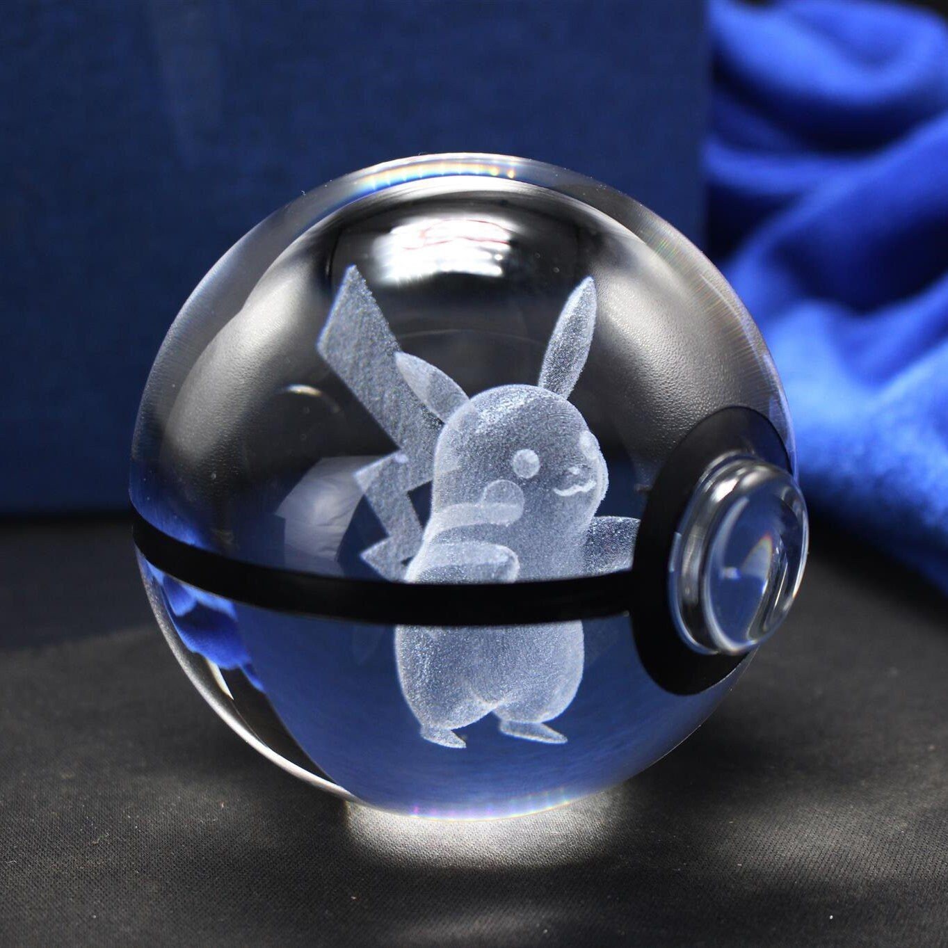 Pikachu Large Crystal Pokeball 3d Led 80mm Laser Engraved Etsy