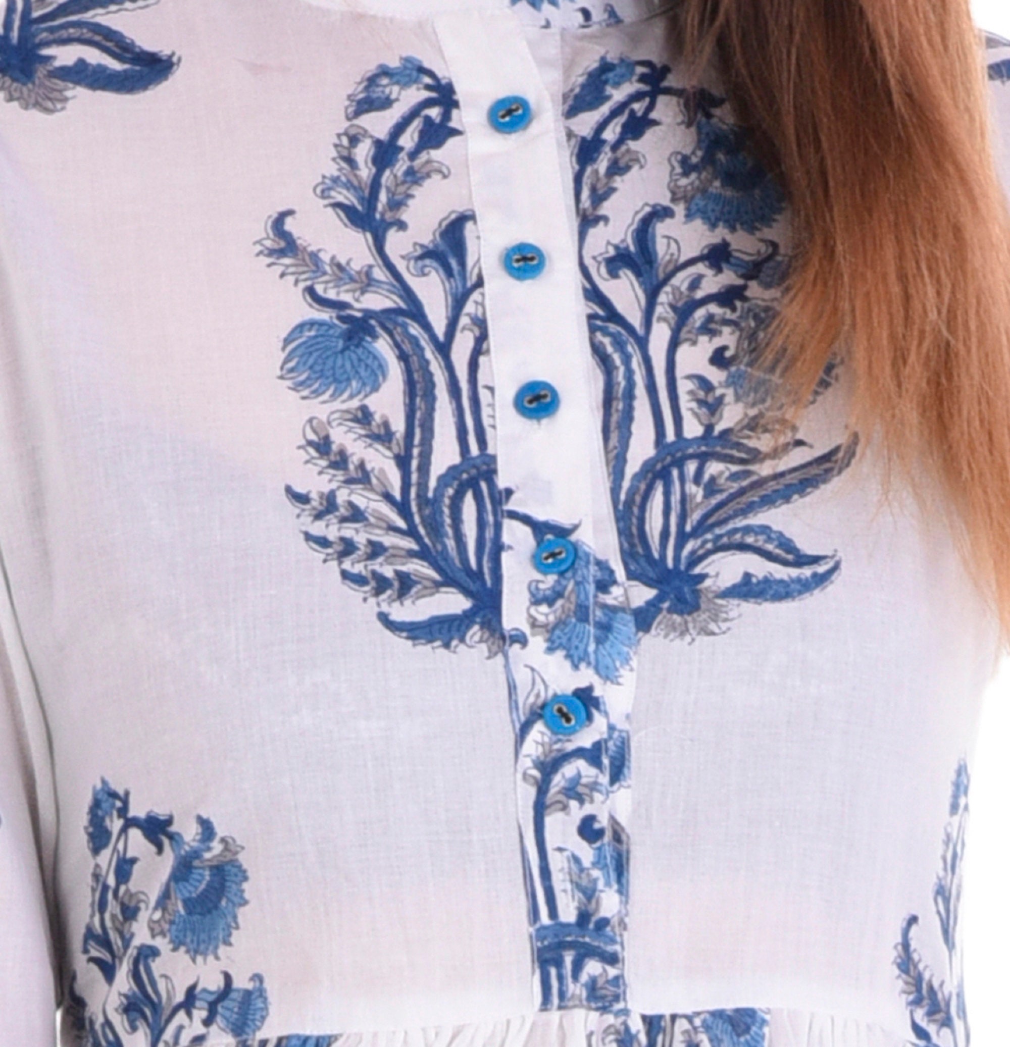 Blue White Block Print Kurta Kurti/boho Dress in Hand Block | Etsy