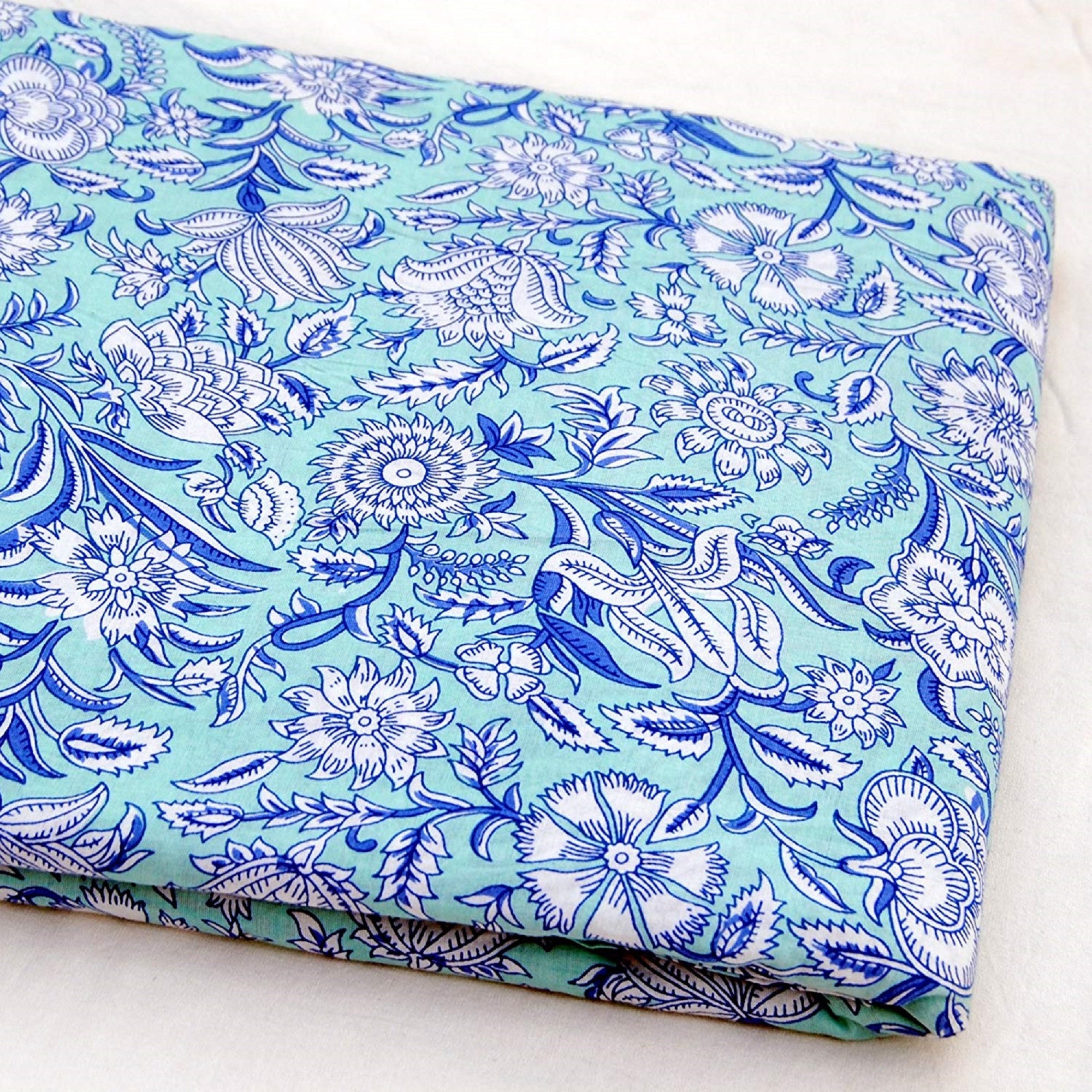 Hand Block Print Cotton Fabric Natural Dyed Handmade Floral | Etsy