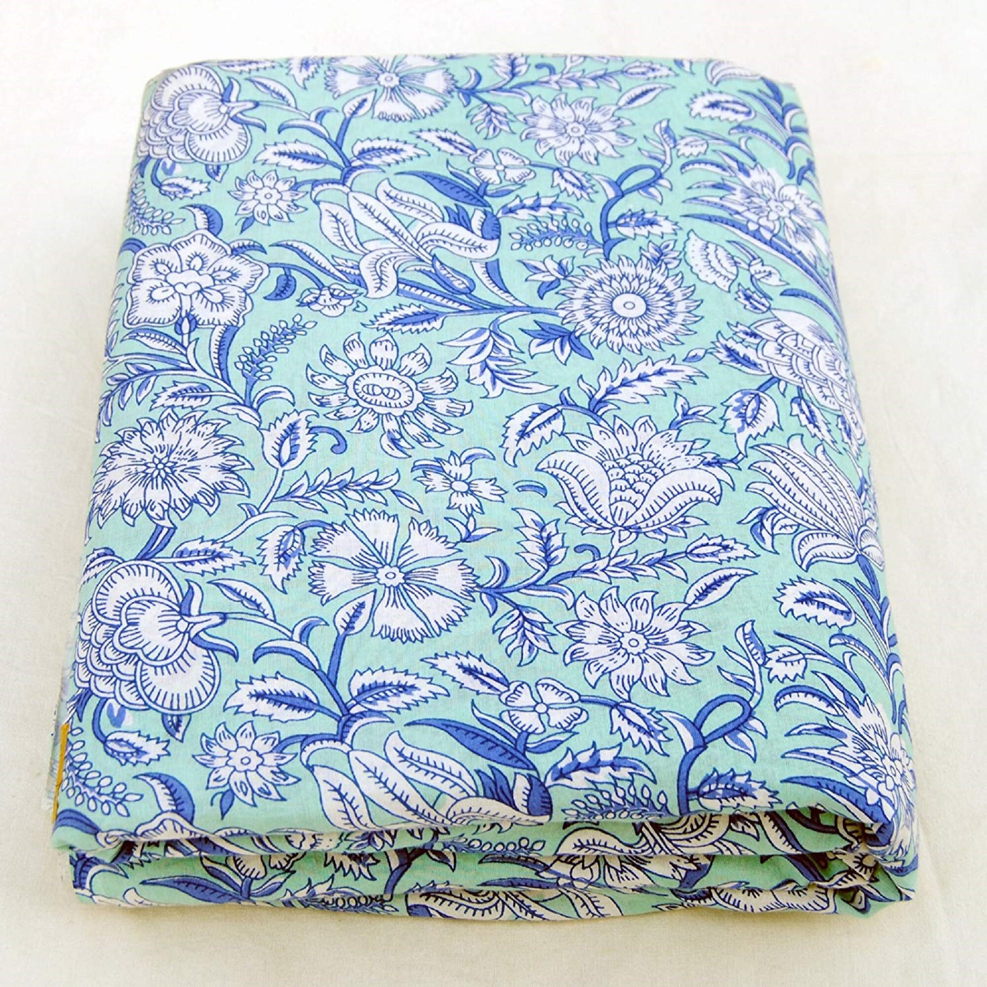 Hand Block Print Cotton Fabric Natural Dyed Handmade Floral | Etsy