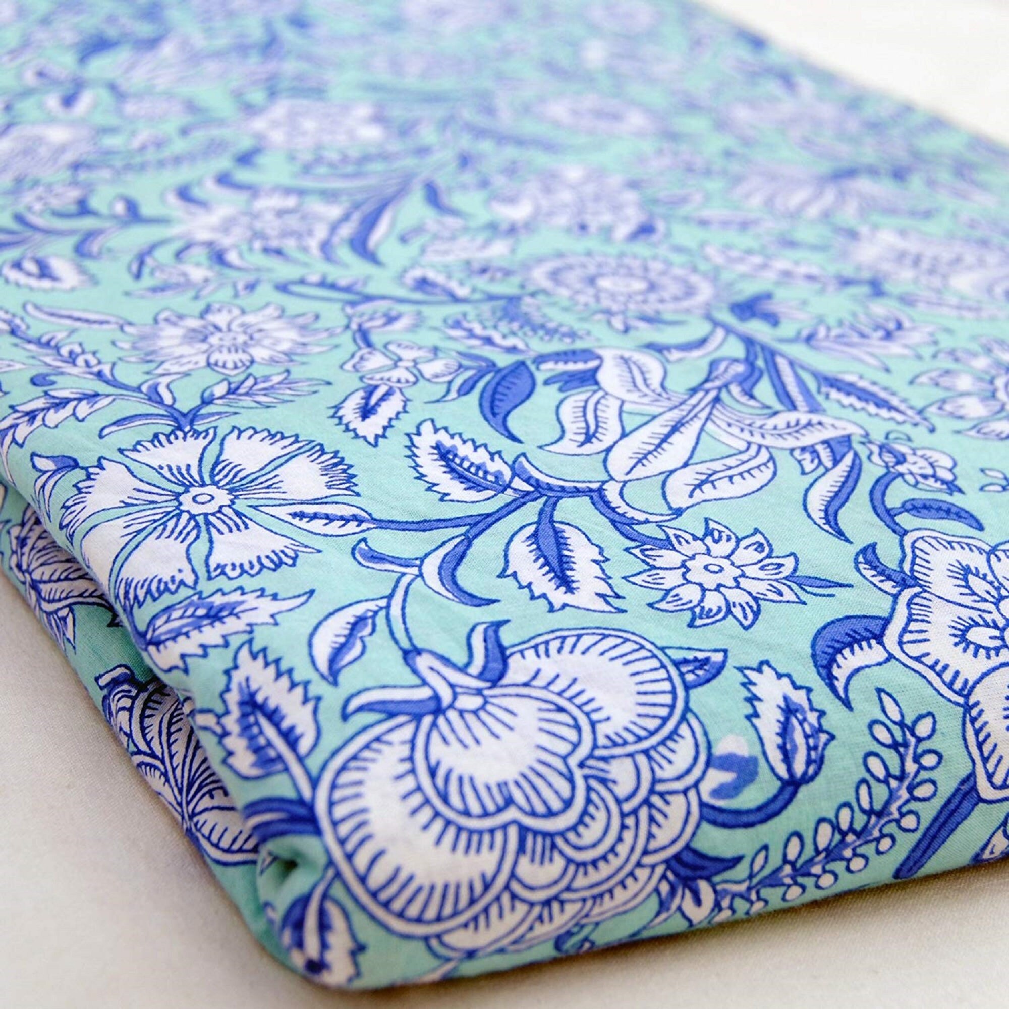 Hand Block Print Cotton Fabric Natural Dyed Handmade Floral | Etsy