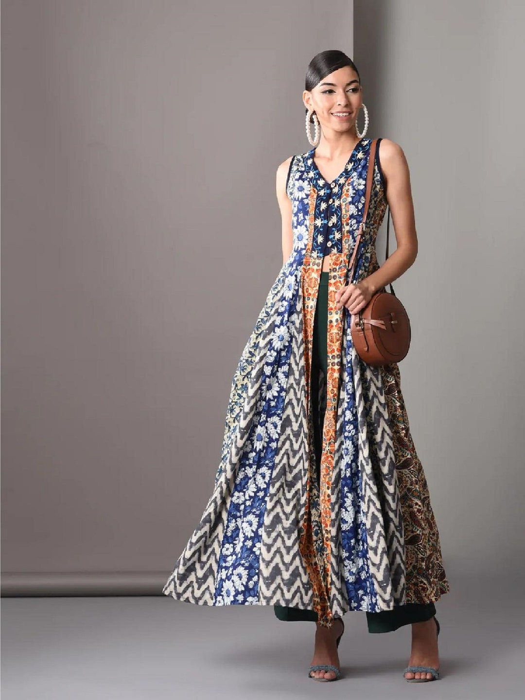 Indian Bollywood Designer Vintage Boho Dress Indo Western Front High ...