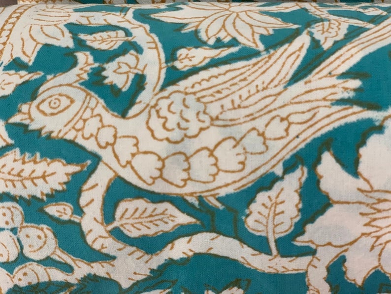 Bird Floral Print Indian Cotton Hand Block Print Bed Cover | Etsy