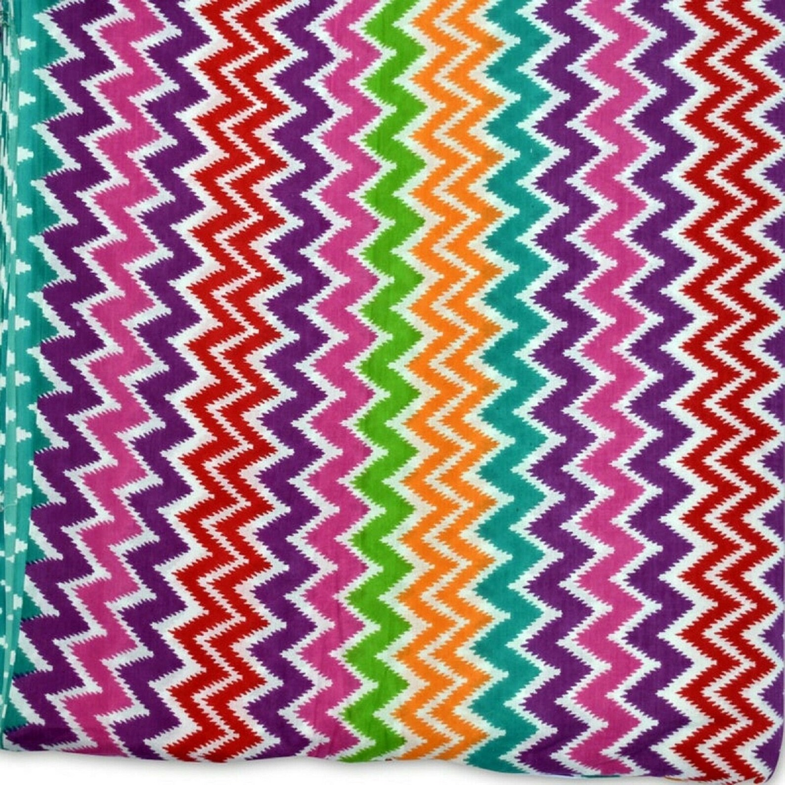 Indian Cotton Zig Zag Print Fabric Sanganeri Vintage Running - Etsy