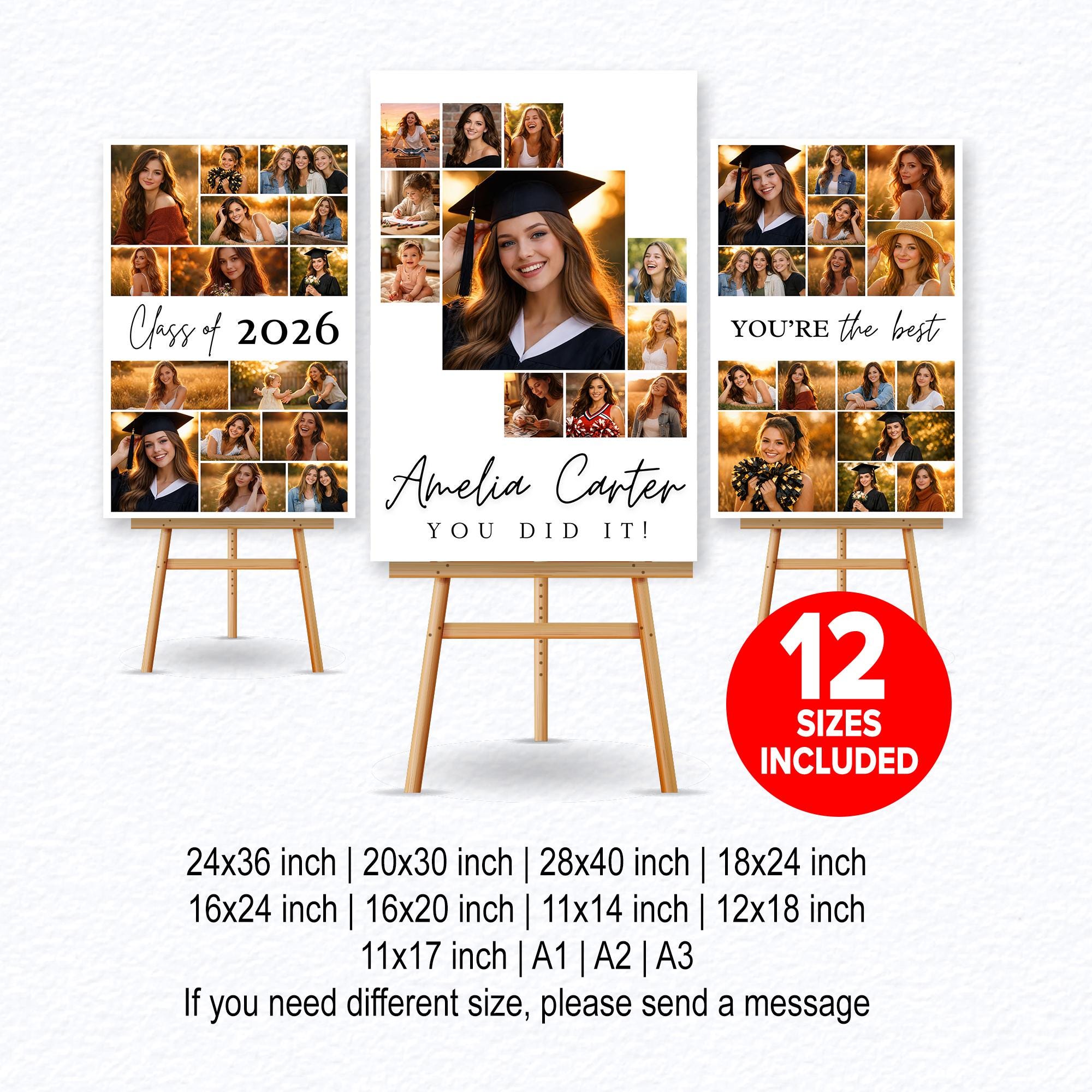 Graduation Photo Collage Template, Graduation Welcome Sign, Graduation ...