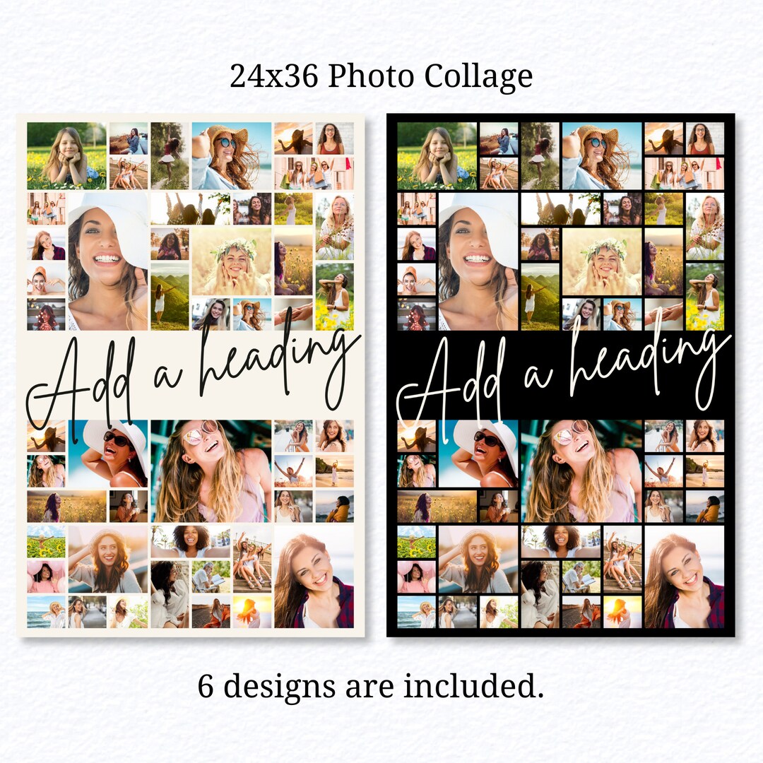24x36 Photo Collage, Poster Collage, Canva Template, Memorial Funeral ...