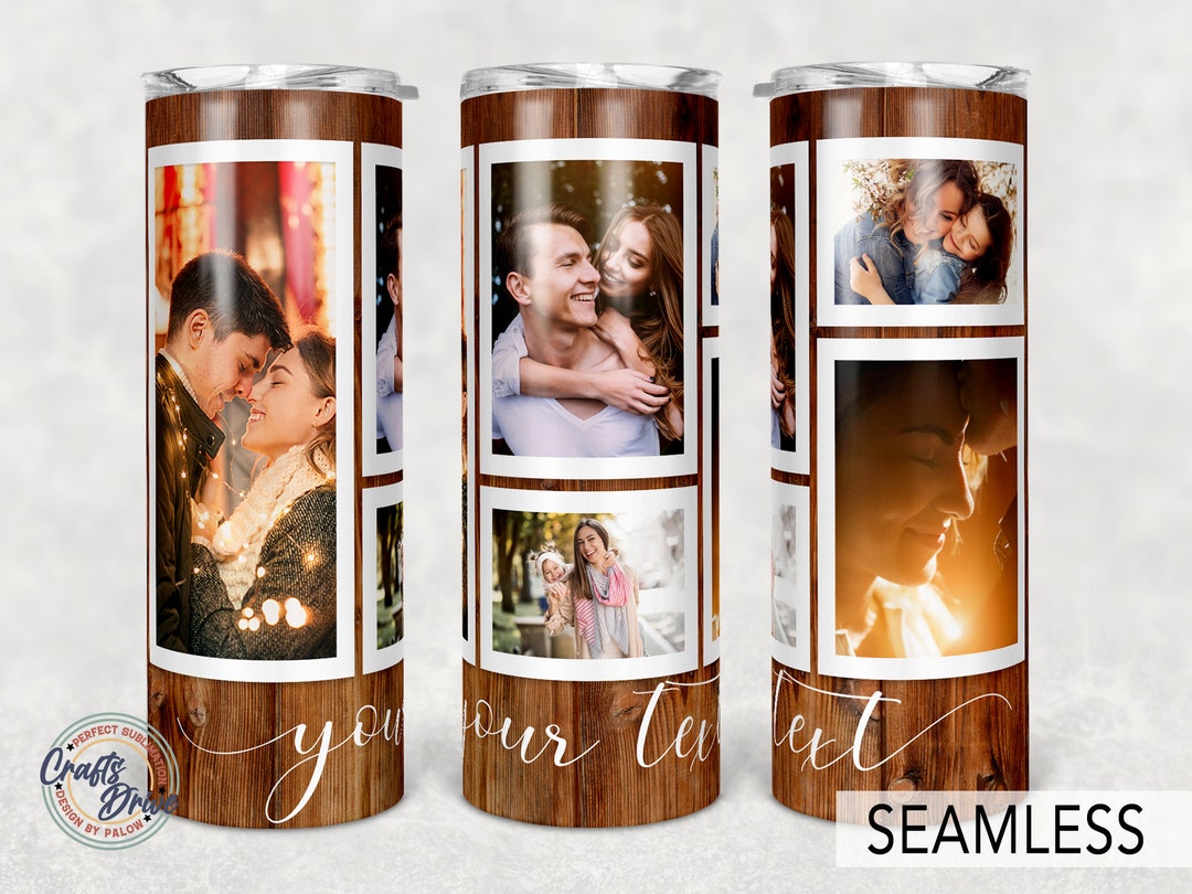 6 Photo Tumbler Template, Wood Png Sublimation Photo Collage 20oz ...