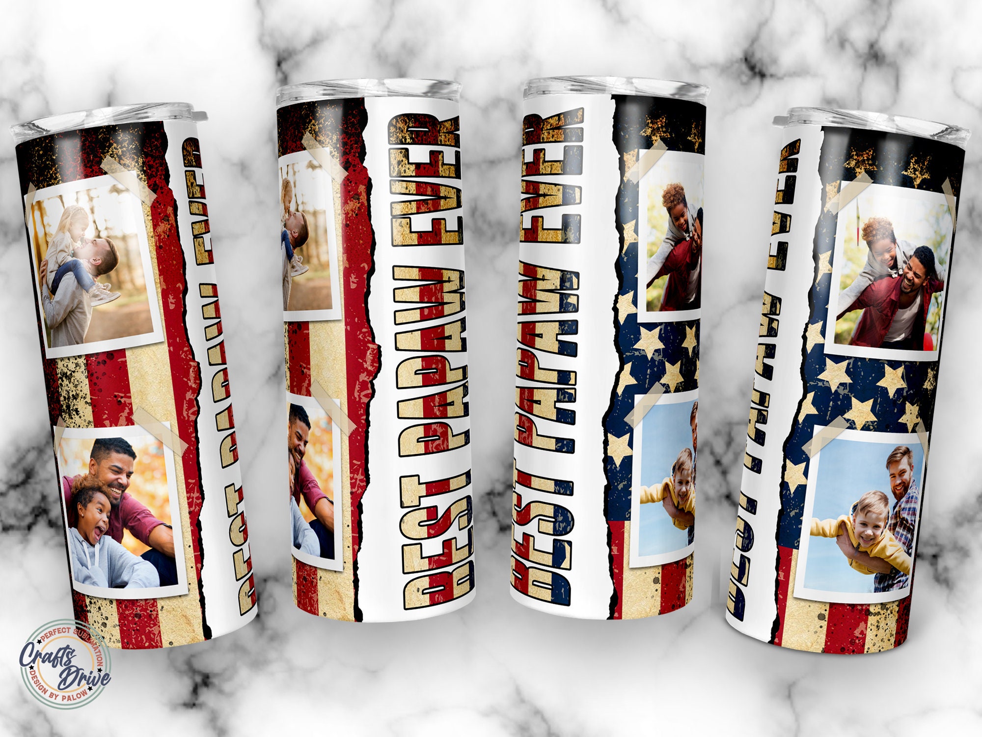 BEST PAPAW EVER Tumbler Photo Frame Father Day Gift 20oz - Etsy