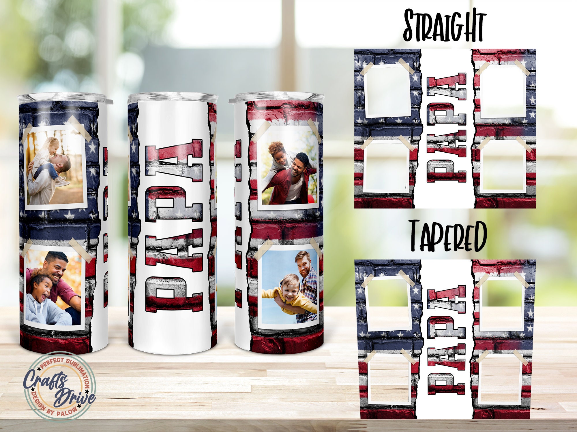 PAPA Best Dad Ever Tumbler Photo Frame Father Day Gift | Etsy