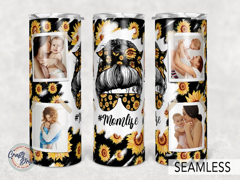 Sunflowers Mom Mode Messy Bun Life Tumbler Photo 20oz Etsy