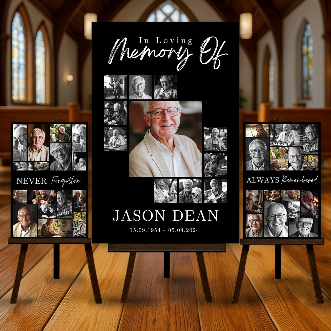 Funeral Photo Collage Sign Set: Celebration of Life Memorial (canva ...