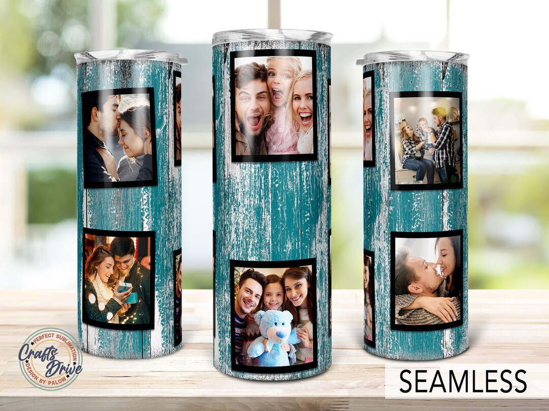 Wood Grain Photo Collage 20oz Tumbler Template (PNG Digital Download ...
