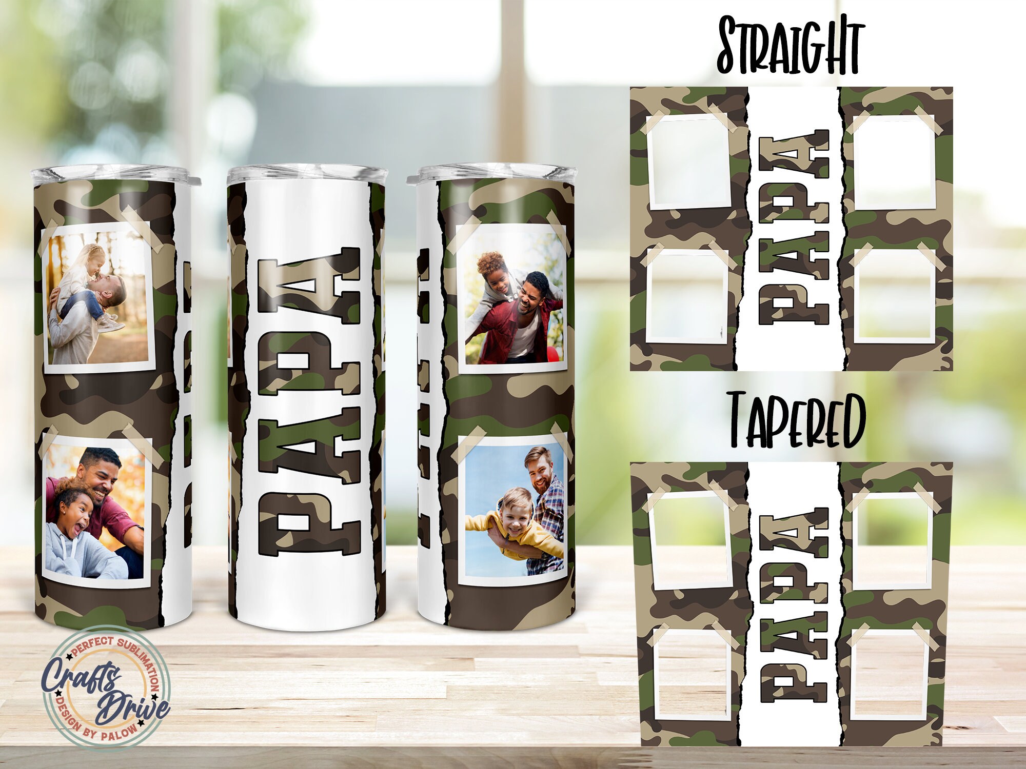 PAPA Best Dad Ever Tumbler Photo Frame Father Day Gift | Etsy