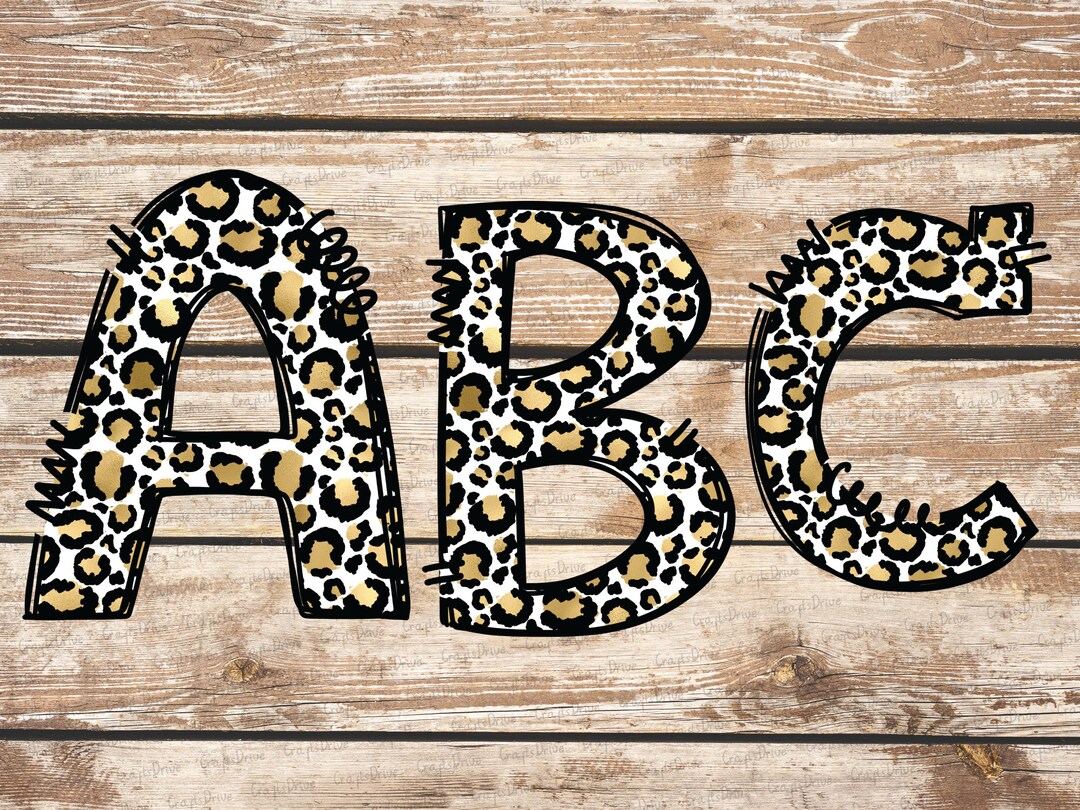 Leopard Alphabet Png Cheetah Doodle Letters Hand Drawn - Etsy