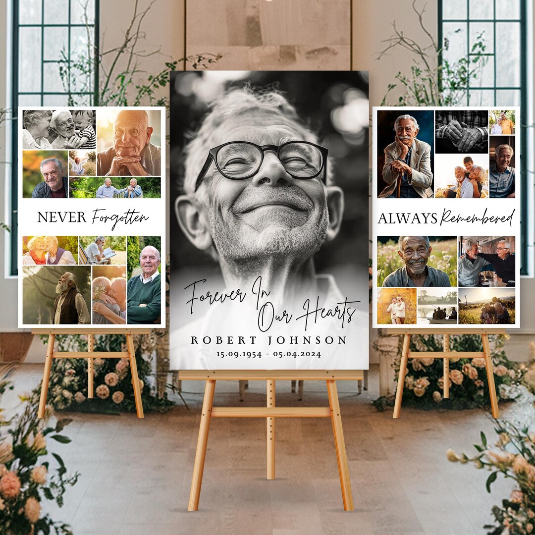Funeral Photo Collage Sign Set: Celebration of Life Templates (digital ...