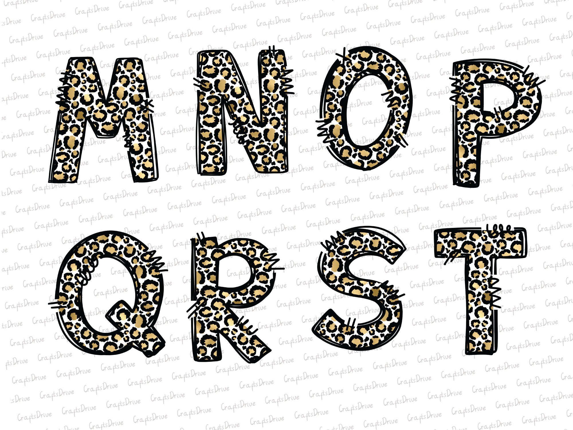 Leopard Alphabet Png Cheetah Doodle Letters Hand Drawn | Etsy