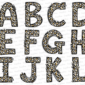 Leopard Alphabet Png Cheetah Doodle Letters Hand Drawn - Etsy