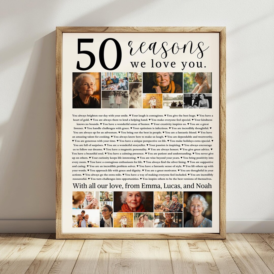50 Reasons We Love You Birthday Poster: Personalized Photo Gift ...