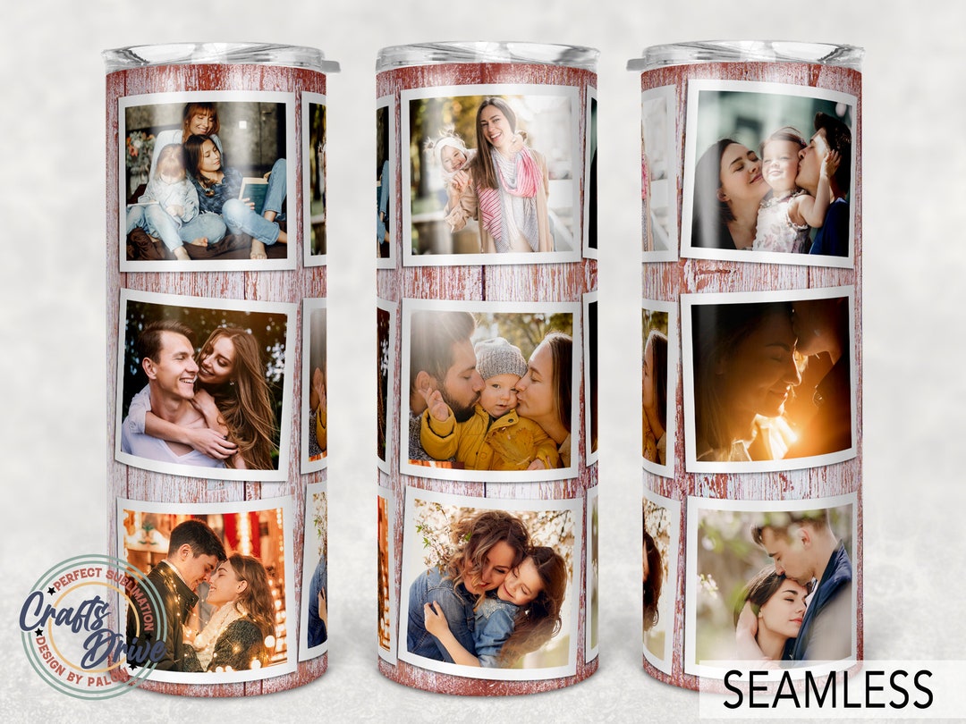 Photo Tumbler Template, Png Sublimation Photo Collage 20oz Skinny ...