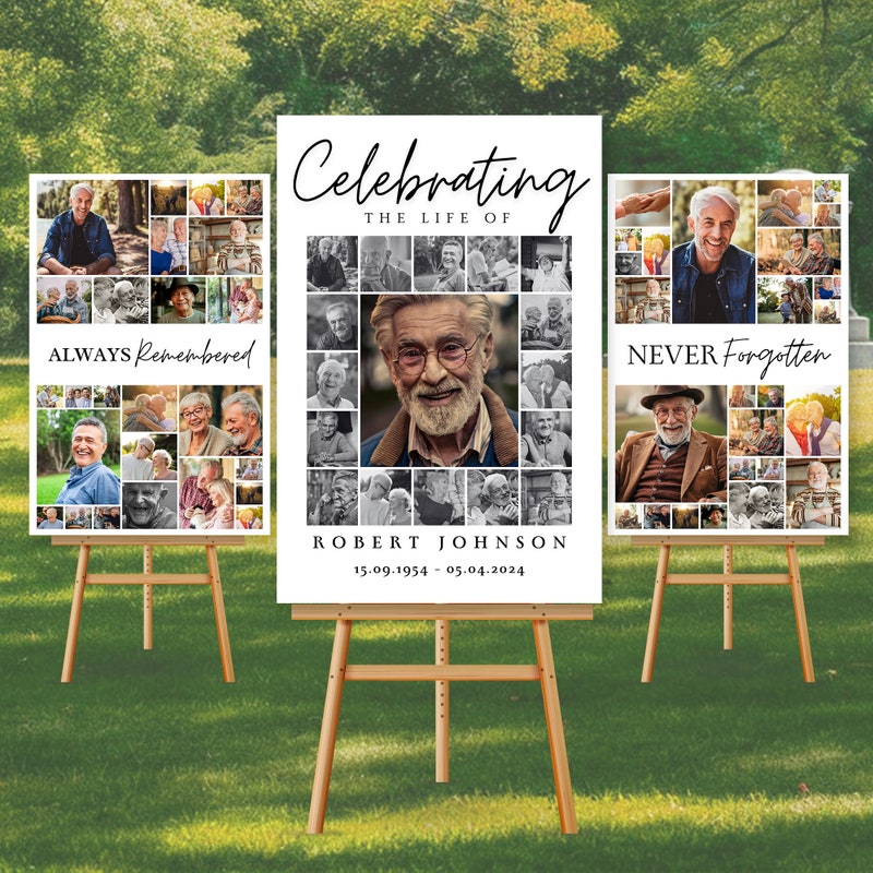 Funeral Photo Collage Sign - Etsy
