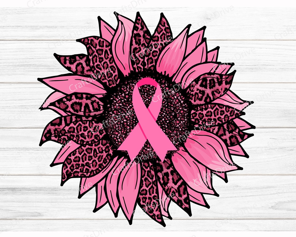 Pink Leopard Sunflower Breast Cancer Png Breast Cancer - Etsy